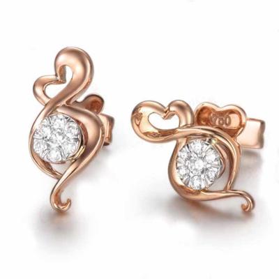 China New Designs 18K Rose Gold  Daimonds  Small Stud Earrings for Women Gift  (GDE006) for sale
