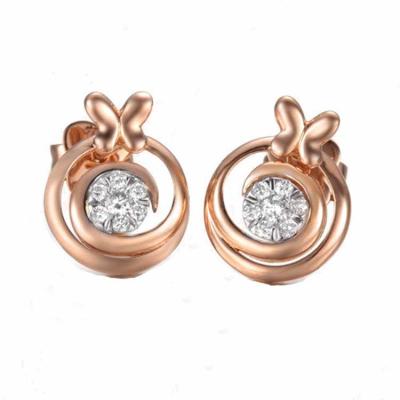 China Fashion 18K Rose Gold Daimonds Stud Earrings  for Women Gift (GDE009) for sale