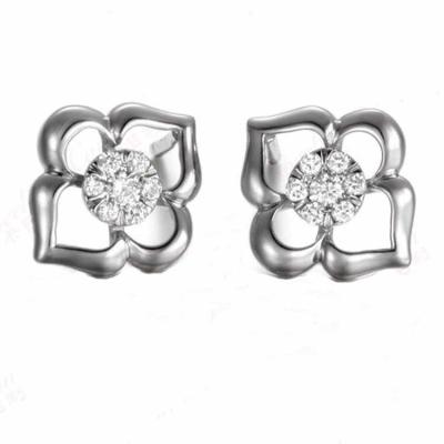 China 18K White Gold Rose Gold Four Leaf Clover Diamonds Stud Earrings (GDE012) for sale