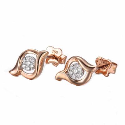 China High Quality Women Fine Jewelry Rose Gold Diamonds Stud Earrings (GDE013) for sale
