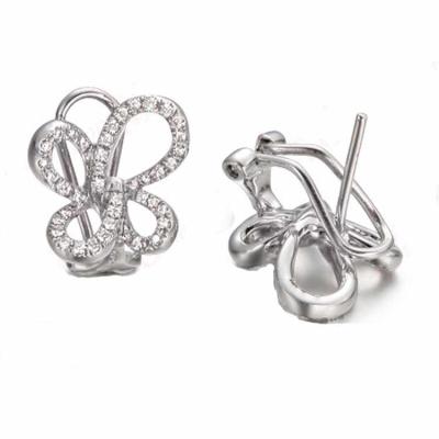 China 18K White Gold Butterfly Pave Diamonds Stud Earrings for Women Gift  (GDE014) for sale