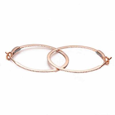 China Hot Sale 18K Rose Gold Pave Diamonds Hoop Earring for women Gift (GDE015) for sale
