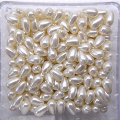 China ABS Plastic Bead 8mmx13mm White Drop Pearls for Fashion Jewelry for sale