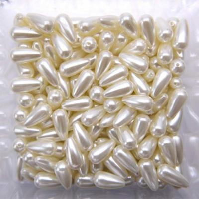 China ABS Plastic Bead 8mmx16mm White Drop Simulated Pearls for DIY Fashion Jewelry for sale