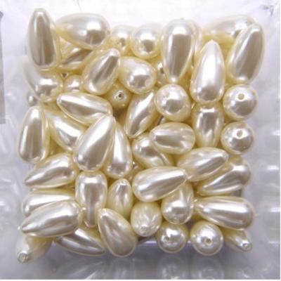 China DIY Fashion Beads ABS Plastic Bead 10mmx20mm Cream Drop Imitation Pearls for sale