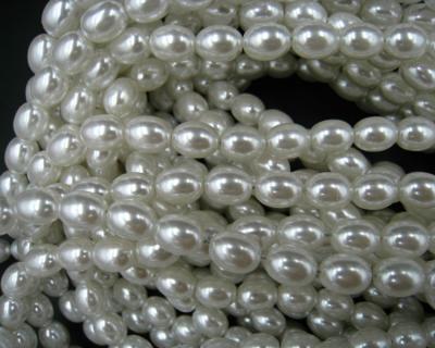 China DIY Handmade Whtie Color 8mm x 12mm Oval ABS Plastic Pearls Loose Beads for sale