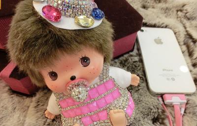 Cina La Banca portatile universale sveglia rosa di potere di Iphone 5C che aggiunge il diamante Mochihichi del cappuccio in vendita