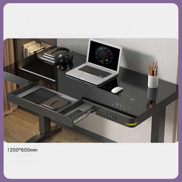 Quality 100 V/Hz Glass Mobile Electric Height Adjustable Computer Desk for Modern Office for sale