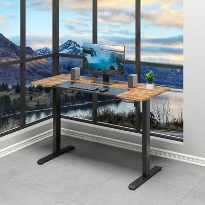 China Bureauwerk Studie Metalen Dual Motor Hoogte Verstelbare Sit-Standing Laptop Tafel in Bruin Te koop