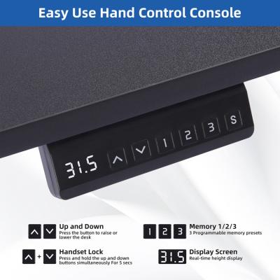 China 25 mm/s Escritorio de juegos ergonómico de metal negro ajustable en altura para ordenador y oficina en venta