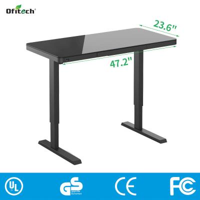 China Wupro Verstellbares Elektrisches Doppelhebe-Schreibtisch Schwarzglas-Studientisch 100 V/Hz 2 Stufe zu verkaufen