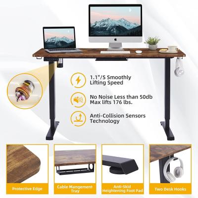 China Panel Hout stijl Elektrische hoogte verstelbare bureau 1400x600mm voor commercieel aangepast Te koop