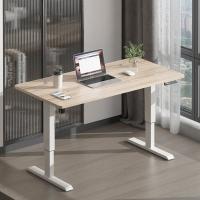China Electric Height Adjustable Walnut Wood Standing Computer Desk for Modern Boss Study for sale