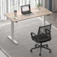 China Electric Height Adjustable Walnut Wood Standing Computer Desk for Modern Boss Study for sale
