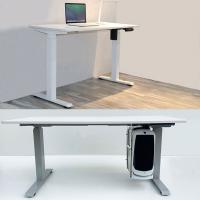 China Electric Sit Stand Up Desk White Adjustable Double Motorized Table with Memory Setting for sale