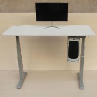 China Electric Sit Stand Up Desk White Adjustable Double Motorized Table with Memory Setting for sale