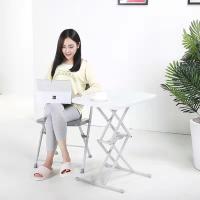 China Wooden Foldable Elevating Desk White Height-Adjustable Computer Desk for Home Office for sale