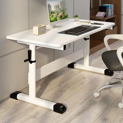 China Minimalistische boeken tafel op maat wit Houten hoogte verstelbare bureau met SPCC stalen frame Te koop