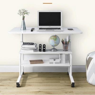 China Handmatige kolomhoogte verstelbare bureau Home Office Werkstation Computer Walnut Desktop Te koop