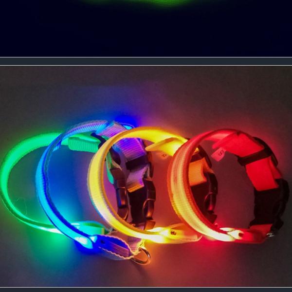 Quality Luminous Pet Collar Anti Loss Polyester LED Glowing Dog Collar Feature Lights for sale