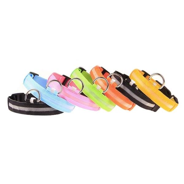Quality Luminous Pet Collar Anti Loss Polyester LED Glowing Dog Collar Feature Lights for sale