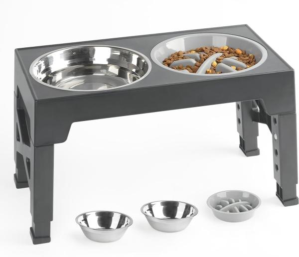 Quality Adjustable Lifting Slow Pet Food Bowl Outdoor Elevated Dog Bowls With Stand for sale