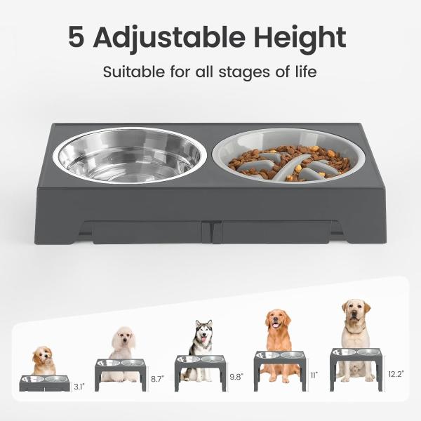 Quality Adjustable Lifting Slow Pet Food Bowl Outdoor Elevated Dog Bowls With Stand for sale