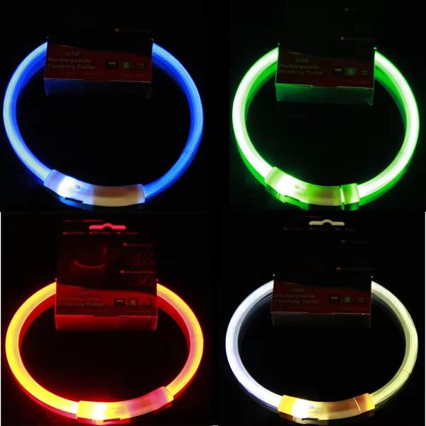 Quality Silicone Waterproof LED Dog Collar Rechargeable USB Flashing Dog Collar for sale