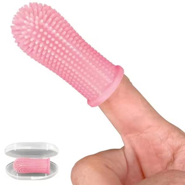 Quality Soft Silicone Pet Toothbrush Easy Cleaning Dog Finger Toothbrush for sale