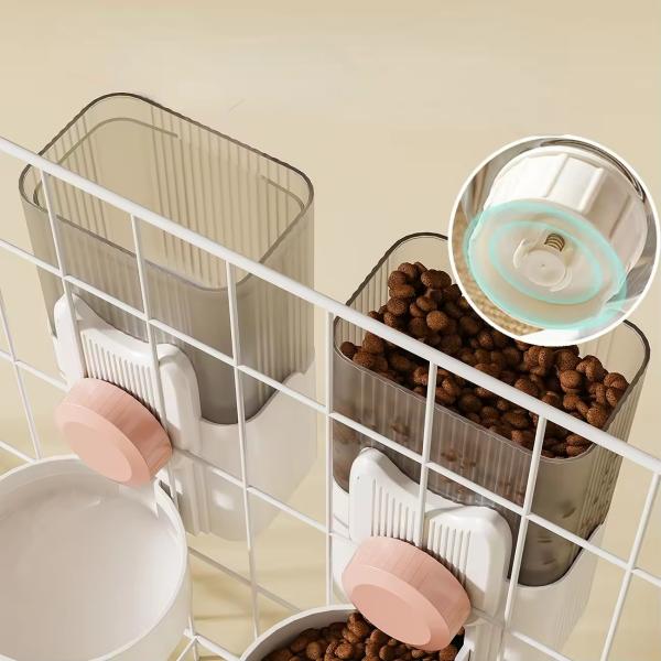 Quality Automatic Pet Cage Hanging Water Dispenser Feeder Double Bowl For Cat And Dog for sale