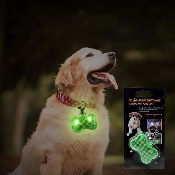 Quality Silicone Luminous Pet Tag Anti Loss Dog Bone Tag LED Flashing Dog Collar Tag for sale
