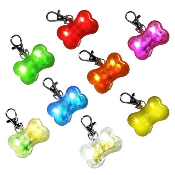 Quality Silicone Luminous Pet Tag Anti Loss Dog Bone Tag LED Flashing Dog Collar Tag for sale