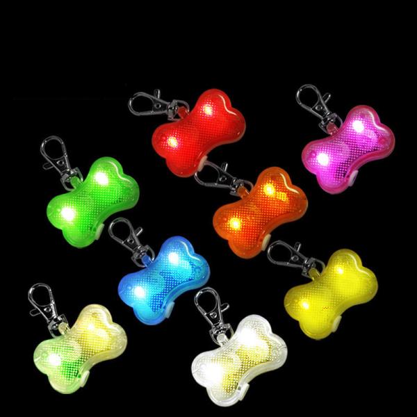 Quality Silicone Luminous Pet Tag Anti Loss Dog Bone Tag LED Flashing Dog Collar Tag for sale