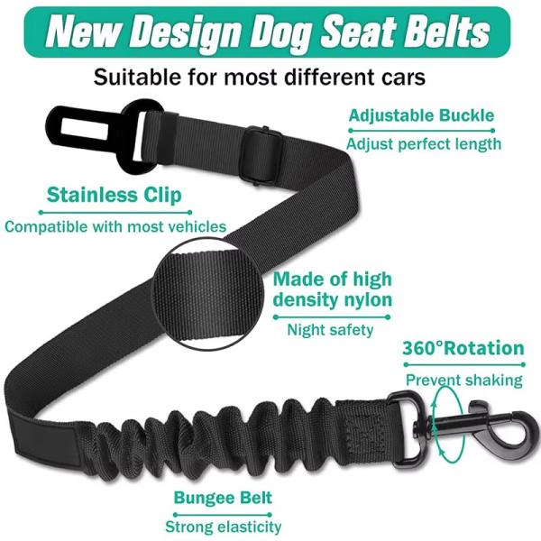 Quality Durable Adjustable Stretchable Dog Car Seat Belt Custom Logo Dog Harness Belt for sale