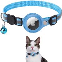 China Solid Pattern Pet Collar Reflective Anti Loss Airtag Cat Collar PU Polyester Iron for sale