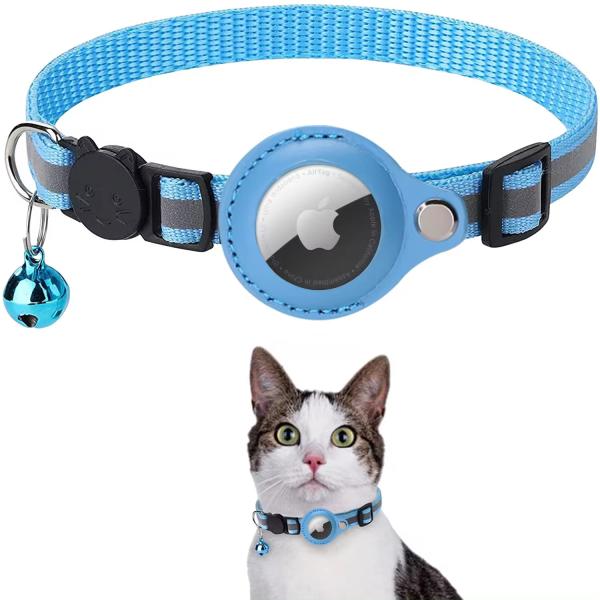 Quality Solid Pattern Pet Collar Reflective Anti Loss Airtag Cat Collar PU Polyester for sale