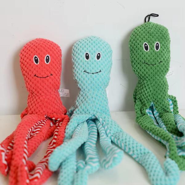 Quality 16 Inch Small Medium Stuffed Octopus Dog Toy Interactive Durable Dog Squeaky Toy for sale