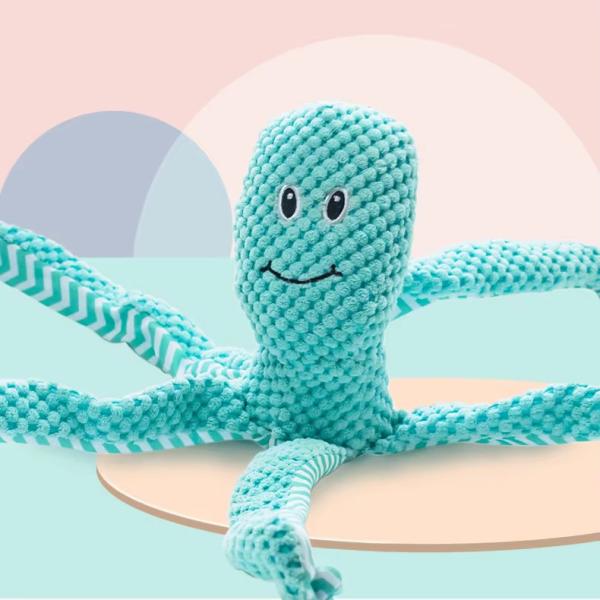 Quality 16 Inch Small Medium Stuffed Octopus Dog Toy Interactive Durable Dog Squeaky Toy for sale