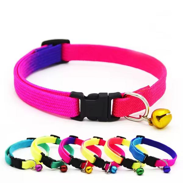 Quality Nylon Pet Collar Cool Gradient Color Reflective Puppy Dog Cat Collar With Bell for sale