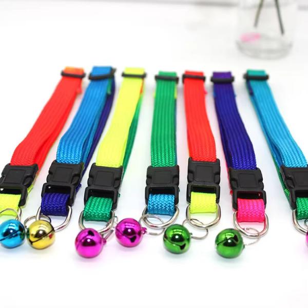 Quality Nylon Pet Collar Cool Gradient Color Reflective Puppy Dog Cat Collar With Bell for sale