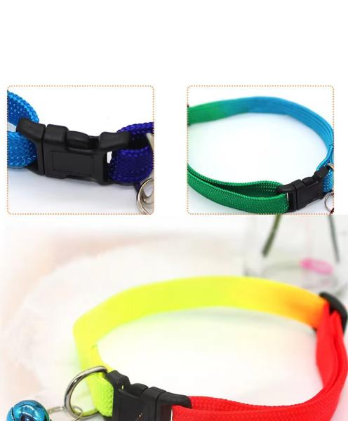 Quality Nylon Pet Collar Cool Gradient Color Reflective Puppy Dog Cat Collar With Bell for sale