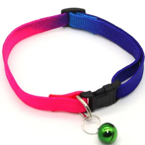 Quality Nylon Pet Collar Cool Gradient Color Reflective Puppy Dog Cat Collar With Bell for sale
