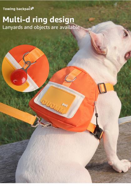 Quality Colorful Pet Dog Harness Backpack Cute Cartoon Adjustable With Traction Rope for sale