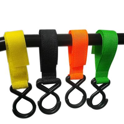 China Colorful Hanging Stroller Hooks Reusable Flexible Hook Loop Holder Hook Hanger Strap for sale