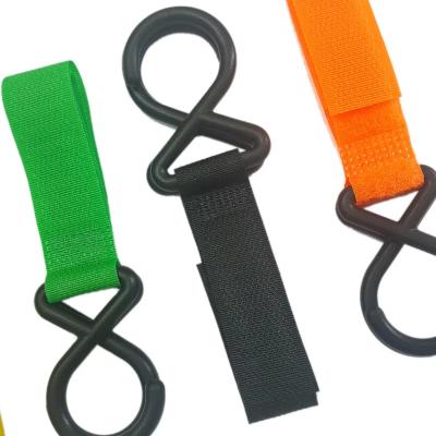 China Colorful Hanging Stroller Hooks Reusable Flexible Hook Loop Holder Hook Hanger Strap for sale
