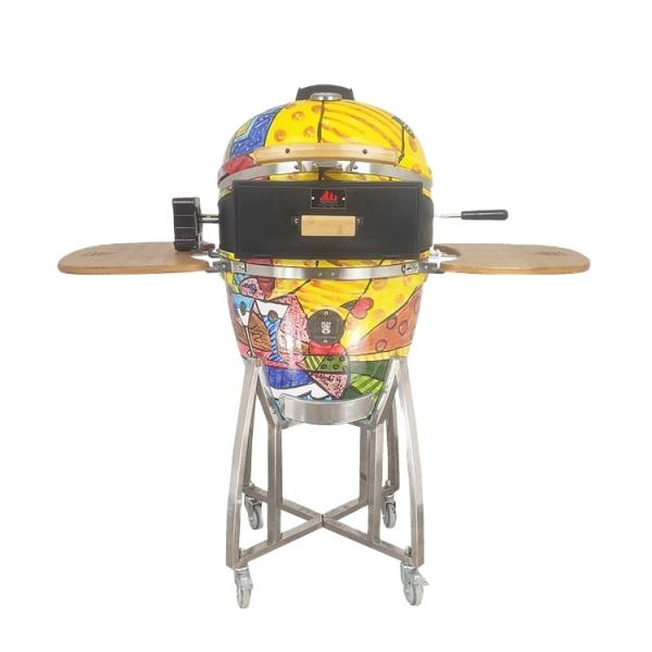 Quality KIMSTONE 21 Inch Painted Kamado Ceramic Grill Kamado Rotisserie Charcoal Ceramic Bbq Wholesale for sale