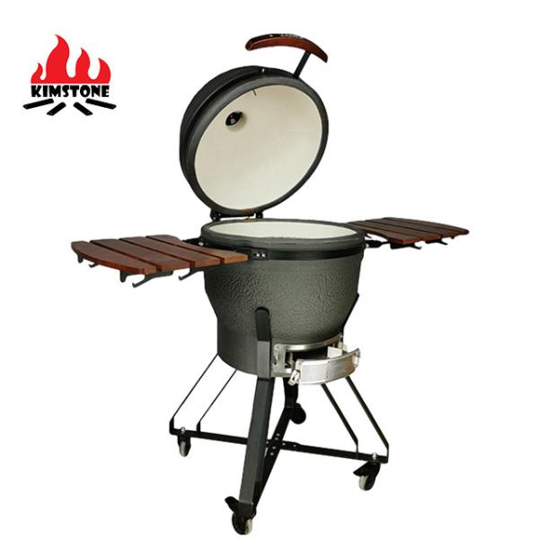 Quality KIMSTONE New Design XL XXL 22 Inch Foam Glazing Matte Black Grey Charcoal Bbq Grill Kamado Smoker for sale