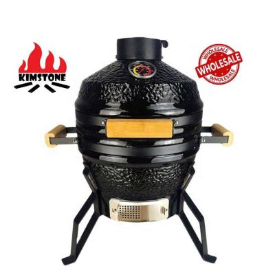 China KIMSTONE Red Small  Egg Shaped  Indoor Charcoal Ceramic Table  Bbq Griller ,stainless Steel Table Kamado for sale