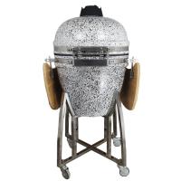Quality KIMSTONE Kamado-style Grill 21 Inch Black and White Floral Glaze Folding Side for sale