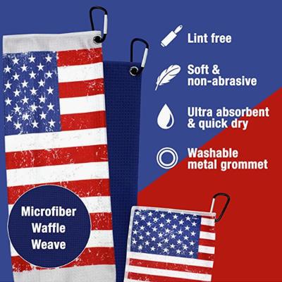 중국 Digital Printed Microfiber Waffle Weave Golf Towel With Custom Logo 판매용